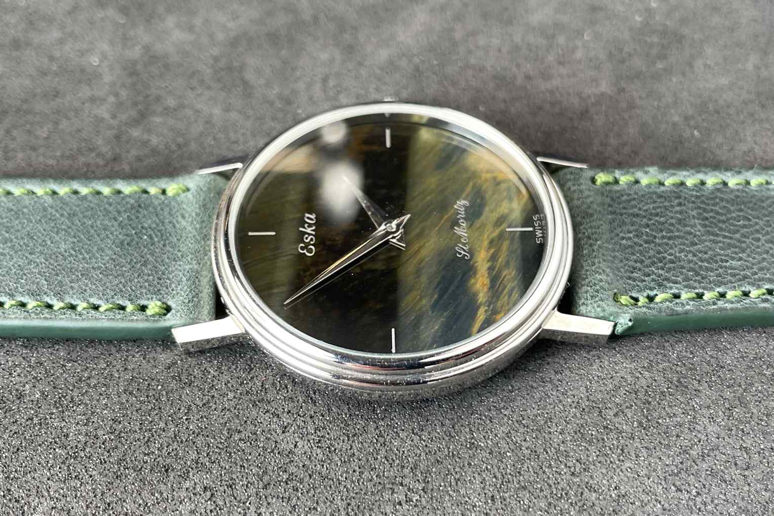 ESKA St. Moritz vintage ultra thin falcon eye stone dial - New Old ...