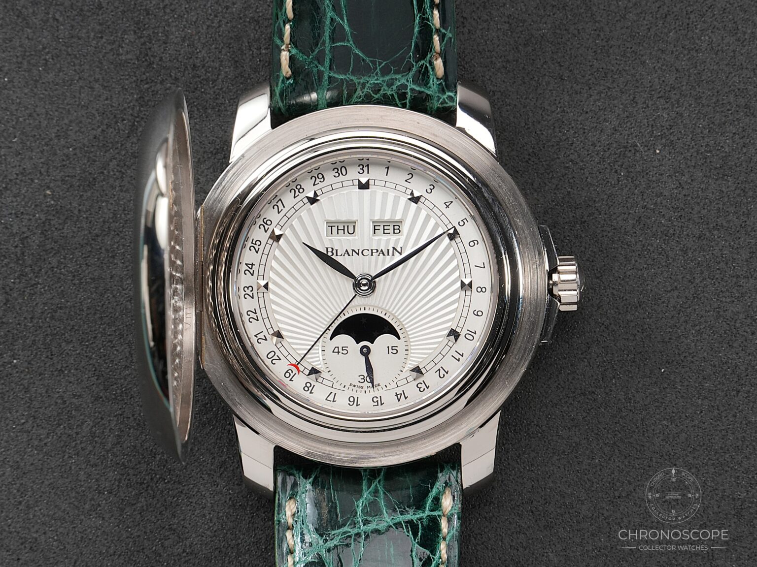 SOLD – Blancpain Half Hunter Moon Full Calendar Half Hunter Case – 18k ...